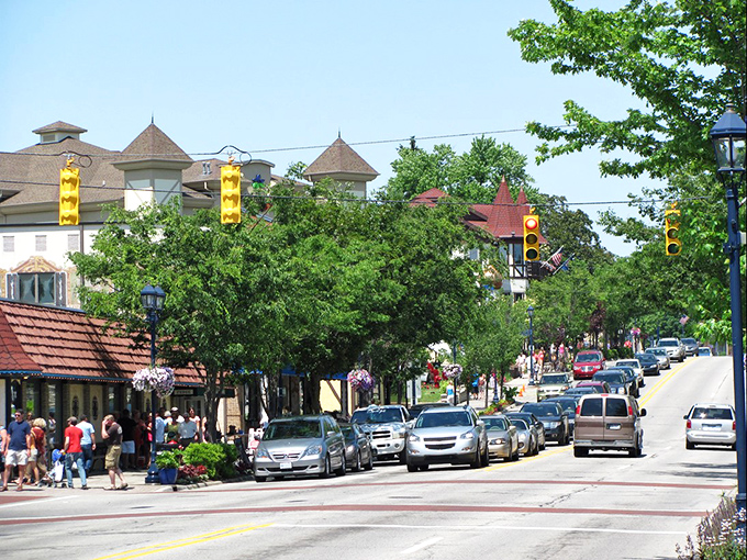 Main Street Frankenmuth buzzes with charm and character. Like stepping into a European postcard where chicken dinners are practically a religion.