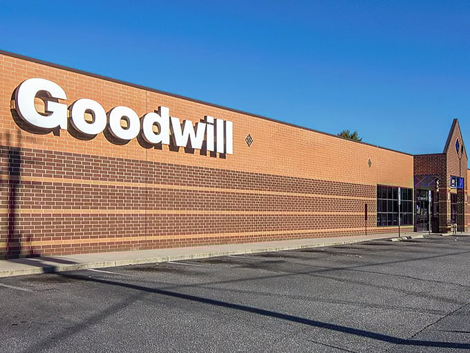 Goodwill's iconic sign shines like a beacon for thrift enthusiasts. This sprawling secondhand paradise offers everything from designer clothes to quirky kitchen gadgets.