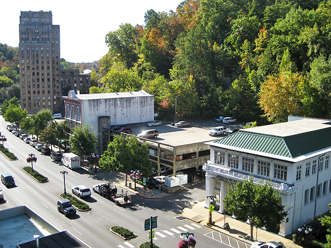 The Hot Springs skyline rises above the trees, offering the perfect blend of urban convenience and natural beauty.