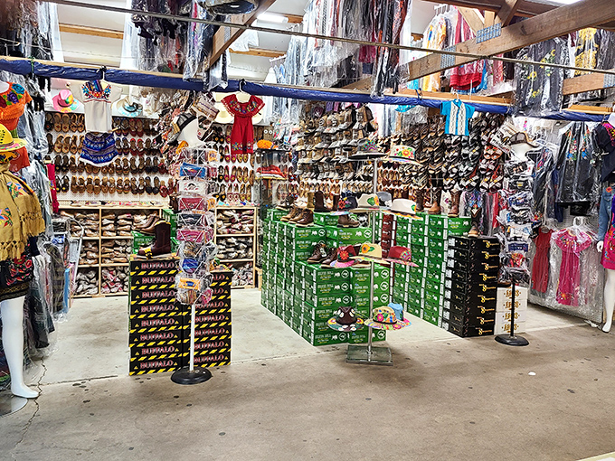 Boot heaven or shoe paradise? This vendor's colorful footwear collection would make even Imelda Marcos stop in her tracks.