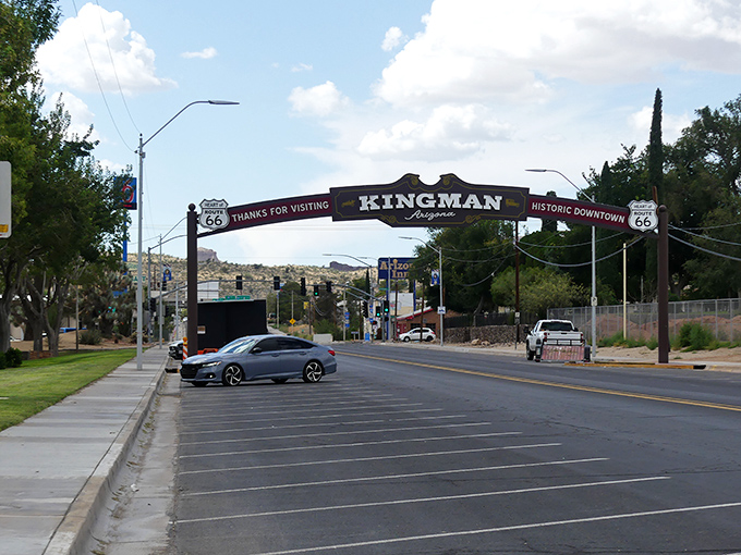 The historic downtown Kingman arch welcomes visitors to a slice of Americana where your retirement dollars stretch like the horizon.