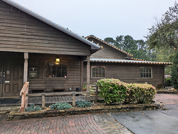 This log cabin steakhouse isn't trying to be fancy&mdash;it's too busy being fantastic. String lights add a touch of magic to this meat-lover's paradise.