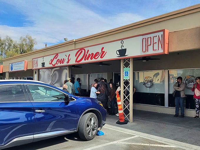 The line outside Lou's tells the whole story - when locals are willing to wait, you know the pancakes are worth setting your alarm for.