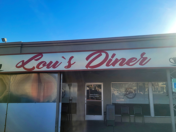Morning sunshine hits Lou's Diner just right – like finding that perfect breakfast spot in an old movie.