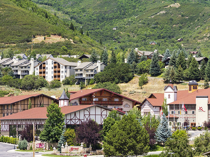 The Wasatch Mountains cradle Midway's Alpine village like Mother Nature herself designed this perfect postcard setting.