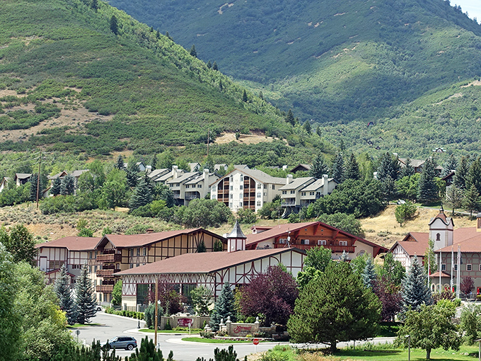 Alpine charm meets small-town hospitality where these mountain views make every morning coffee feel like a vacation moment.