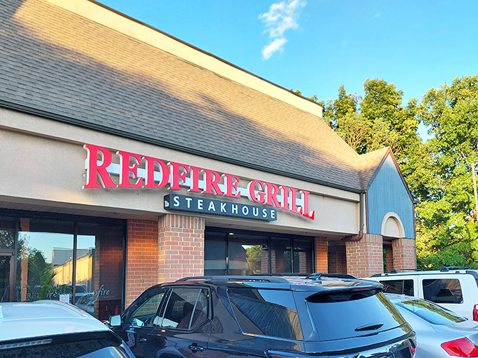 The classic brick-and-blue exterior of Redfire Grill hides Delaware's worst-kept secret: steaks that could make a vegetarian reconsider their life choices.
