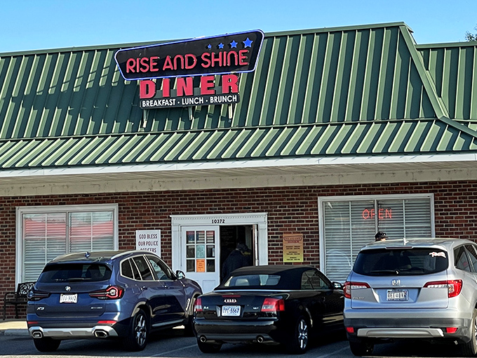 That neon sign isn't just decoration&mdash;it's a beacon of hope for anyone craving pancakes the size of hubcaps!