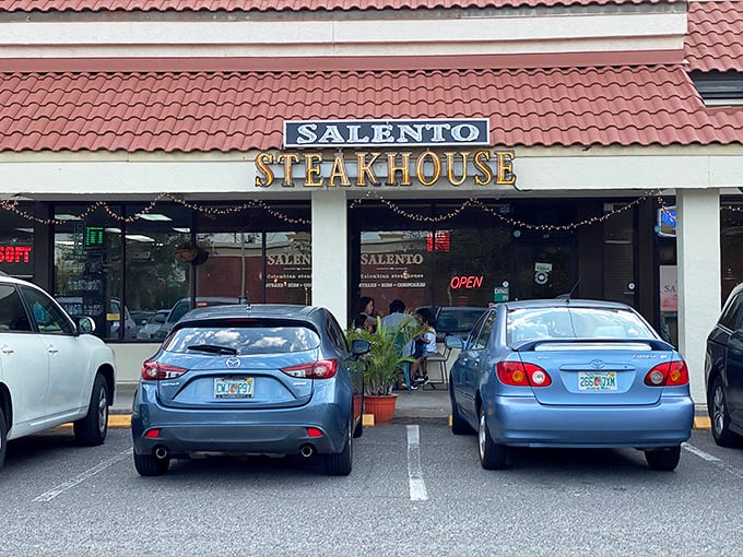 The cozy exterior of Salento hides Jacksonville's best-kept secret – steaks that would make even the most dedicated vegetarian reconsider.
