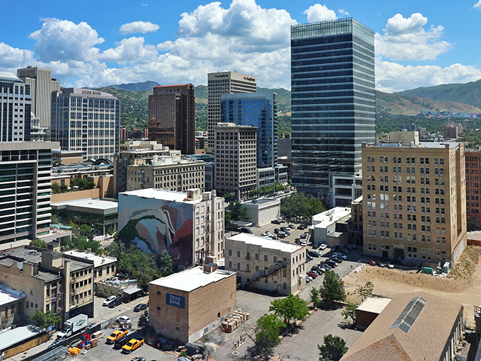 The Salt Lake City skyline stretches toward mountain backdrops that would make even the most jaded city-dweller pause. Urban convenience meets nature's grandeur.