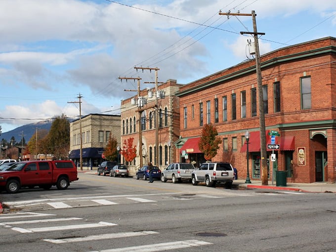 Historic brick buildings line Sandpoint's welcoming main street, where parking is plentiful and life moves at a pace that soothes the soul.