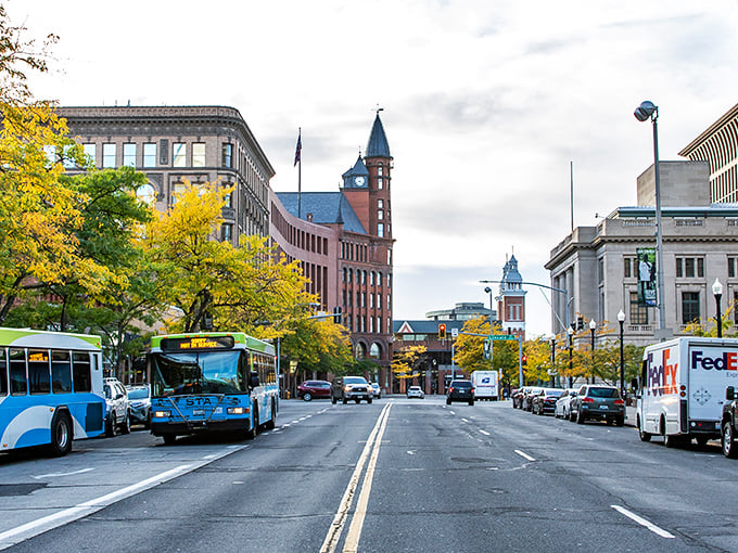 Downtown Spokane's tree-lined streets offer affordable charm with historic architecture that won't break your Social Security budget.
