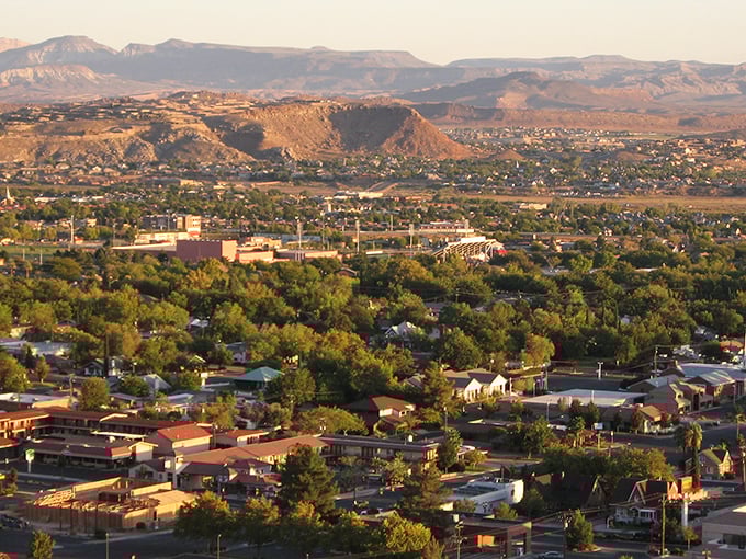 Sunset paints St. George in golden hues, where affordable desert living meets breathtaking natural beauty that costs nothing to enjoy.