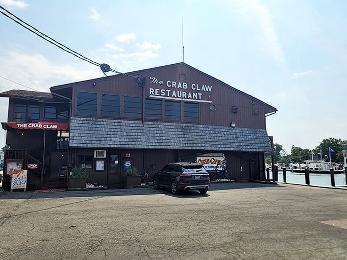 Brown on the outside, seafood heaven on the inside. The Crab Claw's waterfront perch is Maryland's version of oceanfront property.