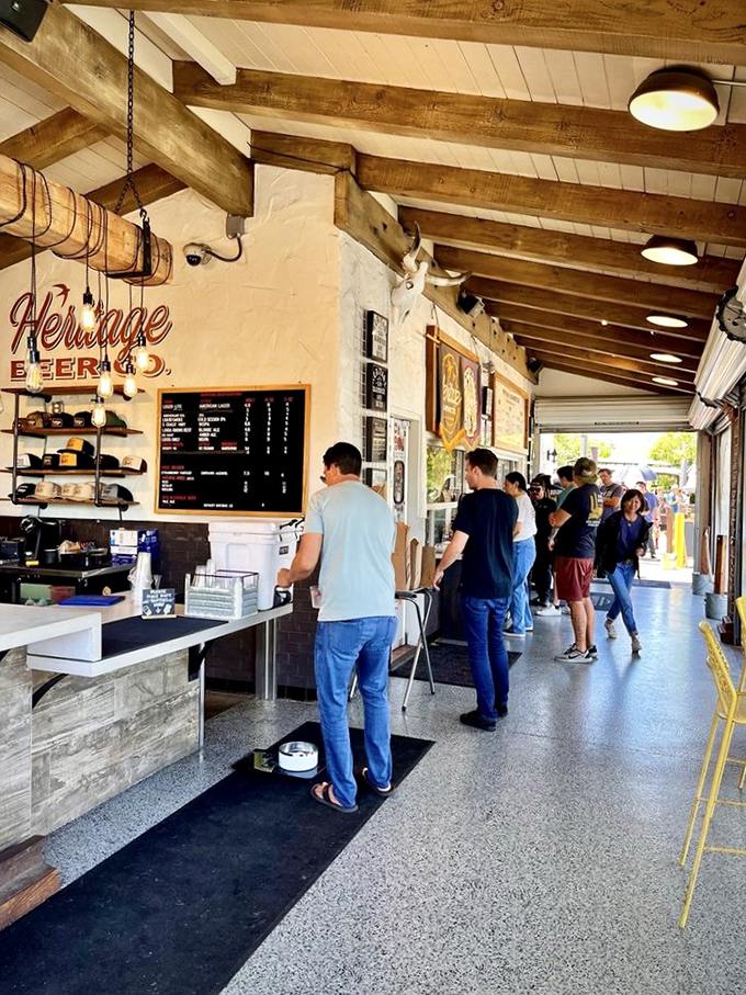 Where barbecue dreams come true. The rustic wooden beams and longhorn mount set the stage for meat magic that would make a Texan weep with joy.