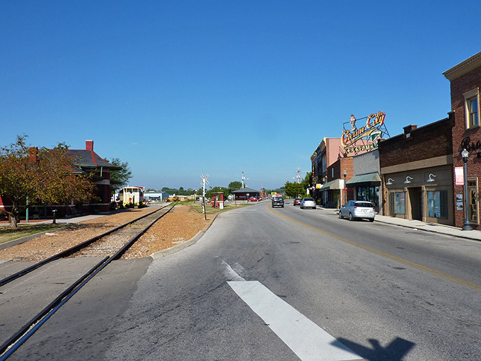 Railroad tracks running alongside brick buildings &ndash; a reminder of Cookeville's past and the lower cost of living that keeps locals whistling.