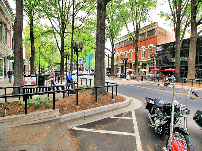 Tree-lined Main Street feels like stepping into a Norman Rockwell painting&mdash;if Norman had included motorcycles and outdoor caf&eacute;s in his slice of Americana.