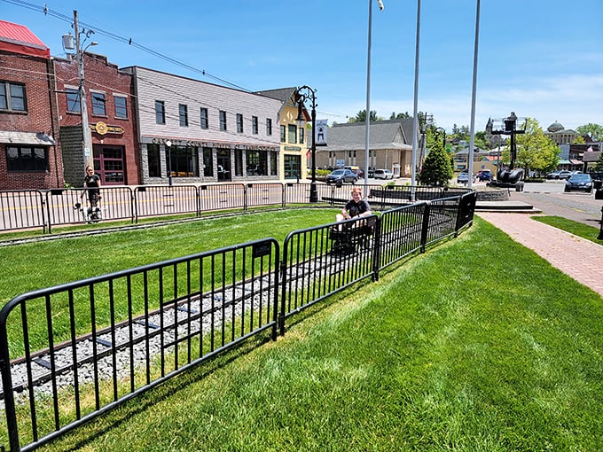 The town square offers a perfect spot for contemplation, where locals gather to debate life's big questions or just enjoy an ice cream.