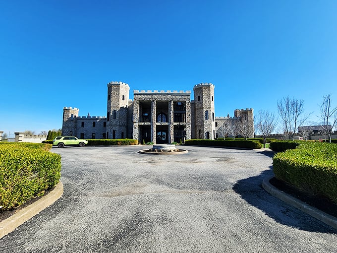 The grand entrance beckons visitors into a world where European architecture meets Southern hospitality. Who needs a passport when Kentucky has castles?