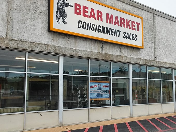 Beyond this sign lies a labyrinth of possibilities where budget-conscious shoppers and treasure hunters alike converge in the thrill of the hunt.