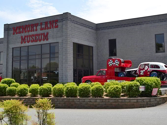Where else can you find vintage cars greeting you before you even walk through the door? It's like the appetizer before an automotive feast.