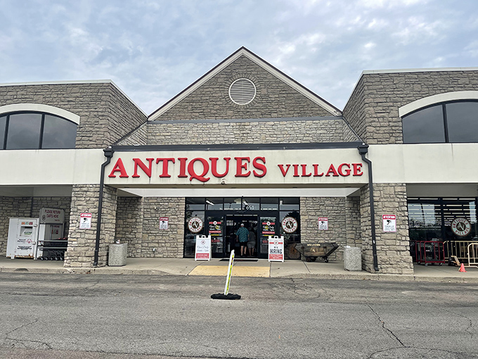 Standing at the entrance feels like being at the gates of a time-traveling emporium. That red sign promises adventures your credit card might regret but your home will celebrate.