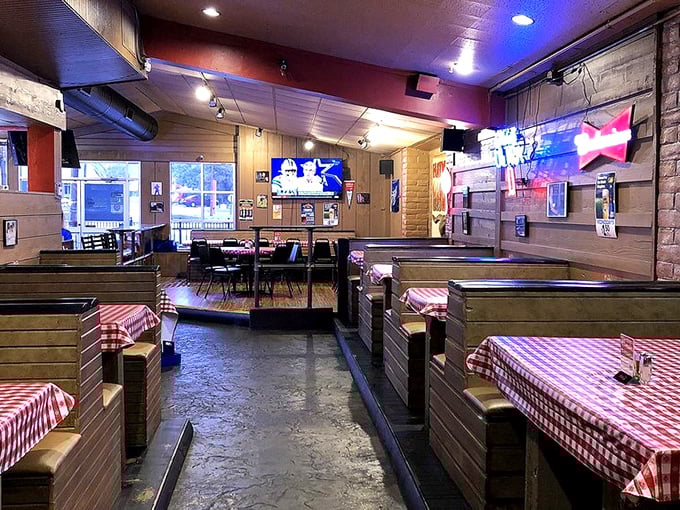 Wooden booths, red-checkered tablecloths, and the promise of meat-induced euphoria. This isn't just a restaurant&mdash;it's a barbecue sanctuary where calories don't count.