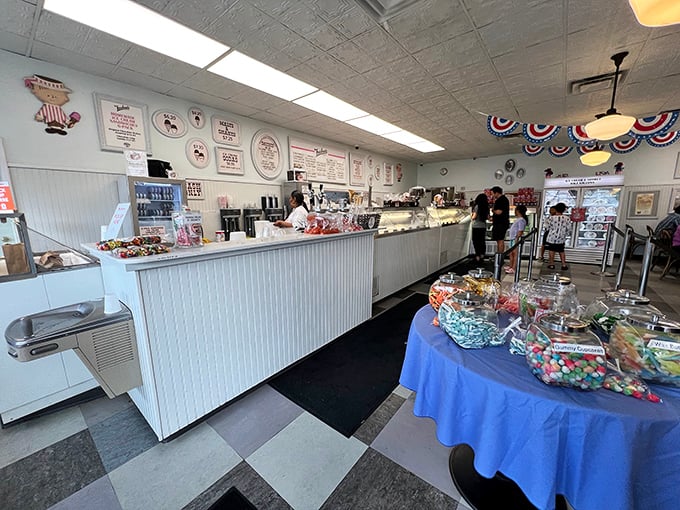 Inside, the nostalgic dining area features marble-topped tables and bentwood chairs&mdash;the perfect setting for an ice cream revelation. 