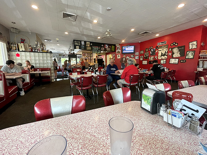 Step inside and you're transported to a simpler time, where red vinyl booths and memorabilia-covered walls create the perfect backdrop for comfort food conversations.