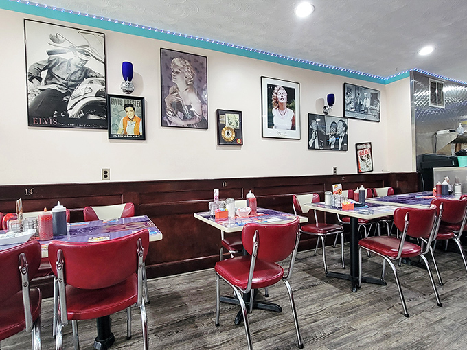Step inside and you're transported to the era of sock hops and jukeboxes. Those cherry-red booths aren't just seats&mdash;they're time machines with vinyl upholstery. 