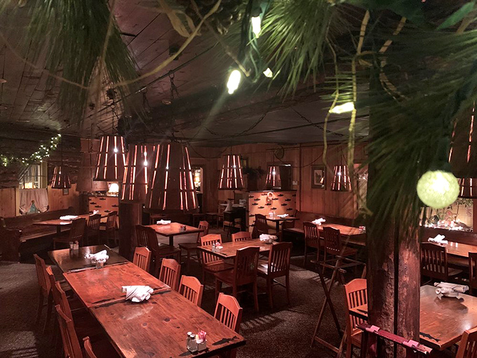 Step inside and you're transported to a woodland retreat where every wooden beam tells a story and every table holds the promise of seafood excellence.