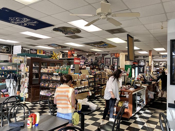 Where kosher meets Cajun in a delightful grocery-meets-deli dance. The checkered floor and ceiling fans create that perfect old-school neighborhood spot vibe.
