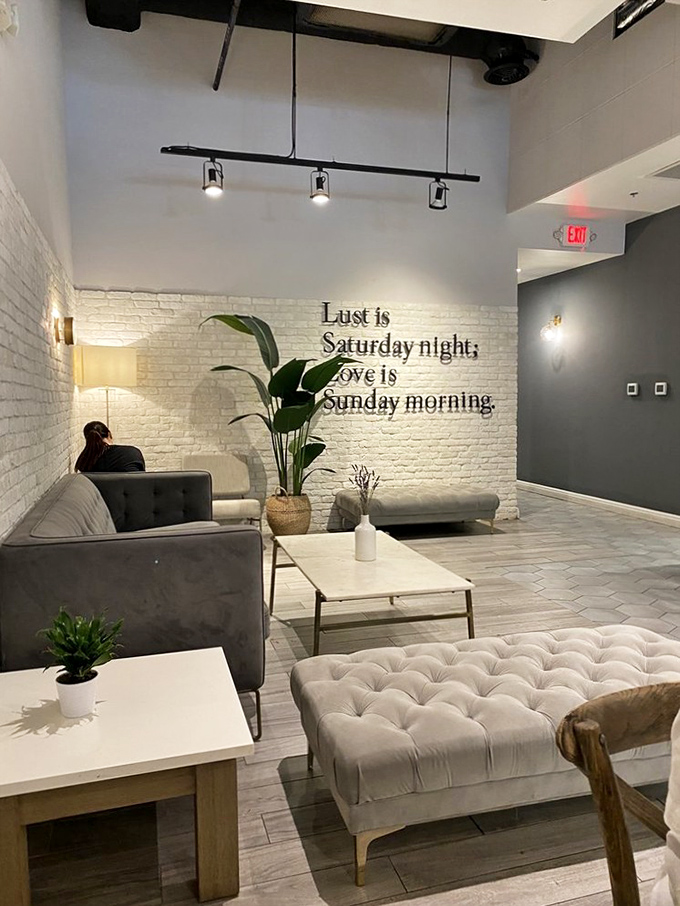 "Lust is Saturday night; love is Sunday morning" - this stylish lounge area offers the perfect setting for deep pastry contemplation.