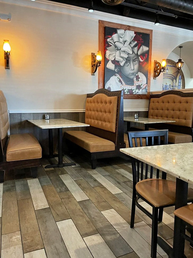 Cozy leather booths and striking cultural artwork create the perfect backdrop for the flavor explosion that's about to hit your taste buds.