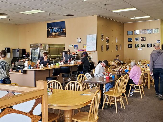 Classic diner ambiance that whispers, "Put down your phone and pick up your fork." Windsor chairs and friendly faces create the breakfast club you've always wanted to join.