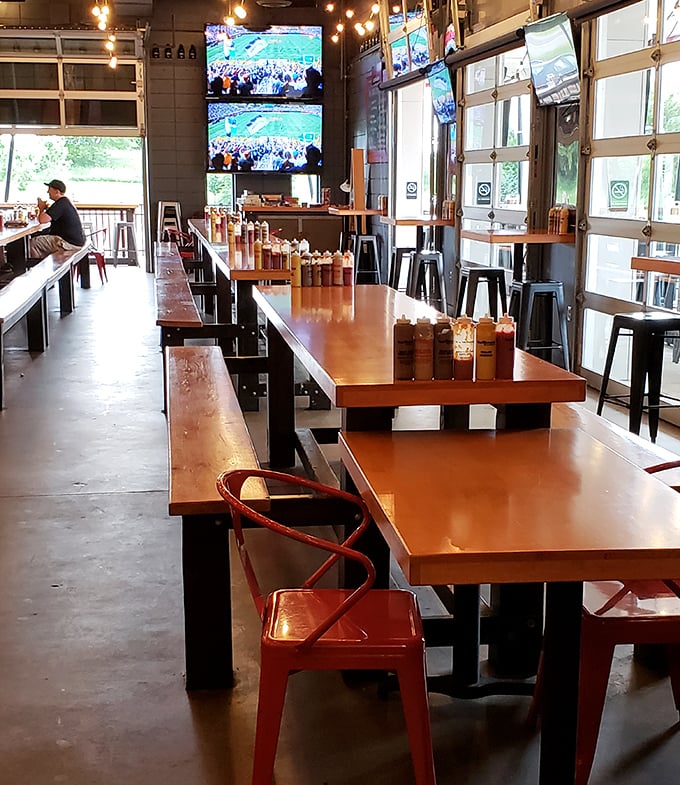 Communal tables bathed in natural light invite strangers to become friends over shared pretzels and pints in this modern beer hall.