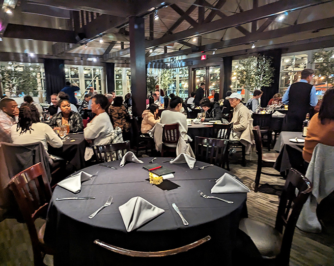 Exposed beams, elegant table settings, and the gentle hum of satisfied diners&mdash;this is the symphony of a great steakhouse in full swing.
