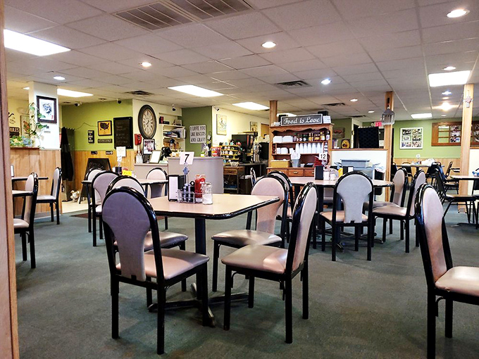 Inside, the no-frills dining room promises one thing: your attention belongs on the plate, not the decor. This is breakfast without pretension, where conversations flow as freely as the coffee.