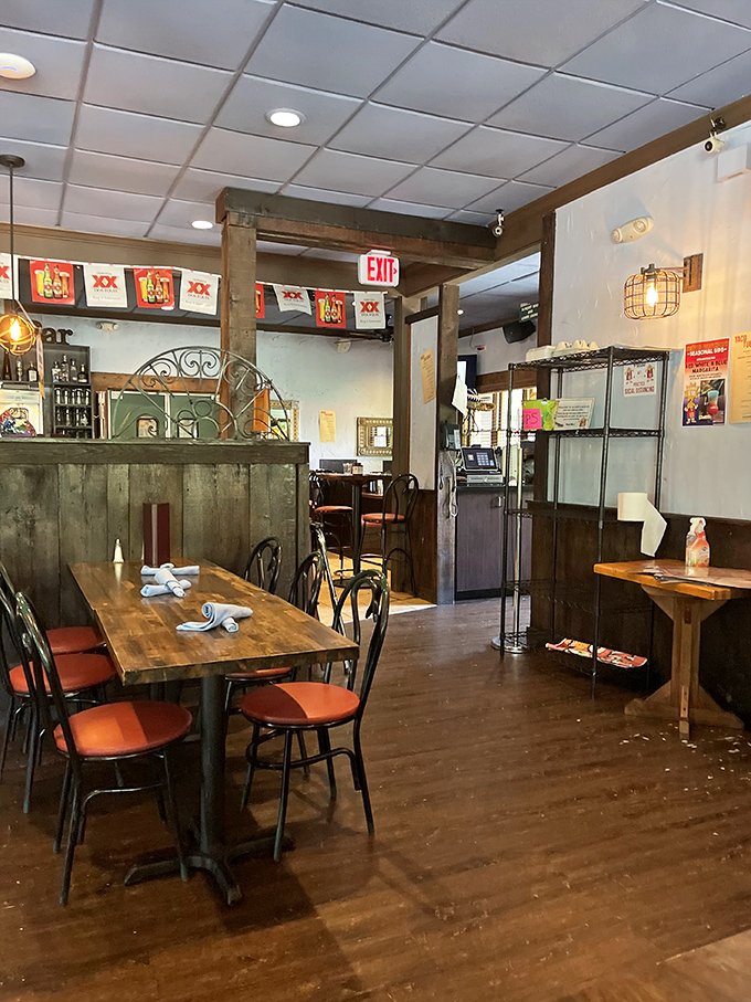 Rustic wooden tables and warm lighting create the perfect setting for your Mexican food pilgrimage. This isn't just dinner&mdash;it's a destination.