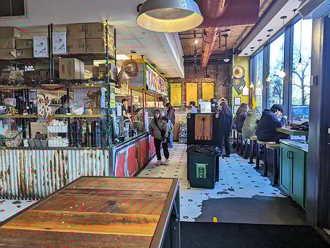 Inside, industrial chic meets Mexican street vibes – exposed brick, vibrant colors, and a crowd of people who clearly know where the good stuff lives.