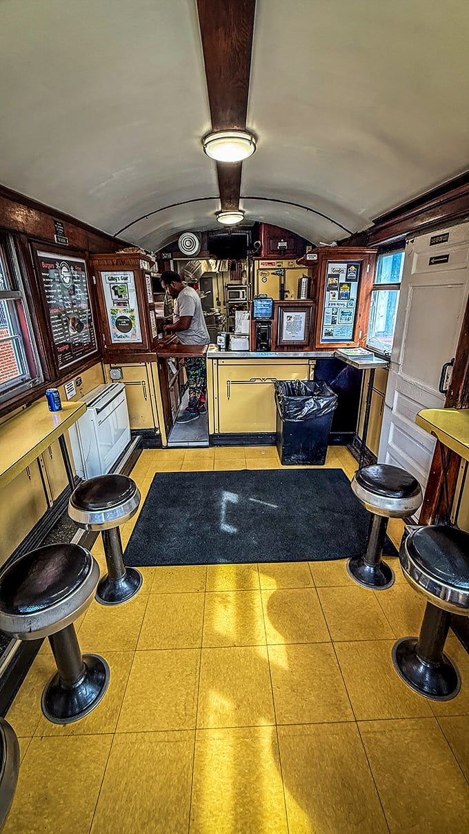 Step inside and you're transported to diner heaven&mdash;curved ceiling, classic counter stools, and just enough elbow room to navigate your burger to mouth.