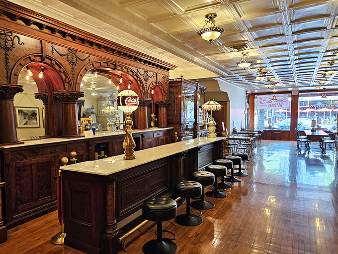 Gleaming marble counters meet masterful woodwork in this Victorian dream. It's not just a place to eat ice cream &ndash; it's where memories are scooped by the spoonful.