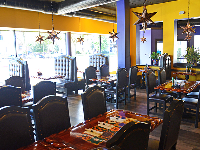 Step inside to a color explosion that would make Frida Kahlo proud &ndash; vibrant yellows and purples frame comfortable seating beneath twinkling star lanterns. 