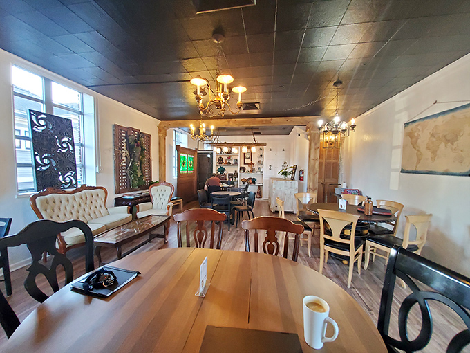 Mismatched furniture creates a living room vibe that says, "Stay awhile, we've got stories to tell and coffee to share."