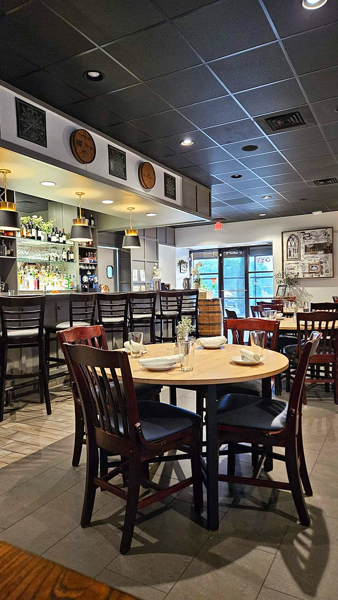 Inside Magnolia Cafe, warm wood tones meet modern design elements. The kind of place where you can have a serious conversation about unserious things, all while eyeing what's coming out of the kitchen.