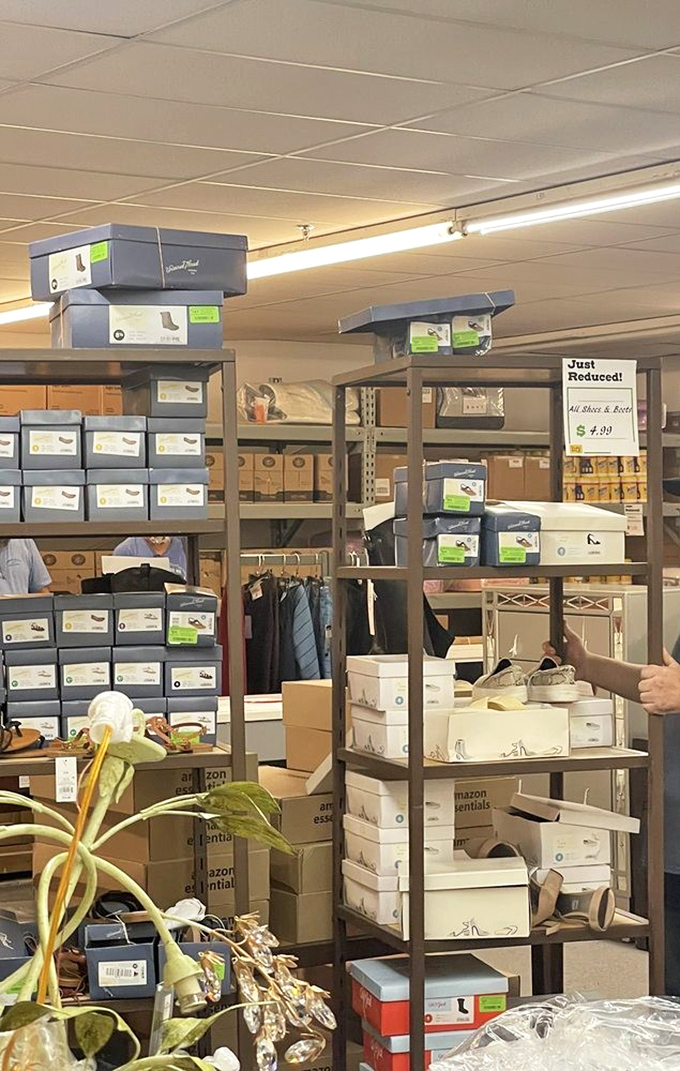 Shoe heaven exists, and it's organized by shelf! Brand names still in boxes at prices that'll make your credit card breathe a sigh of relief.