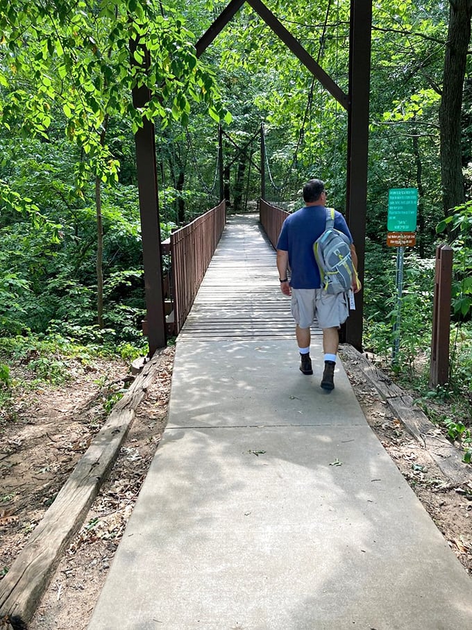 Nature therapy doesn't require a co-pay at Ray Harral Nature Park. Wooden boardwalks guide visitors through lush greenery without taxing aging knees or wallets.