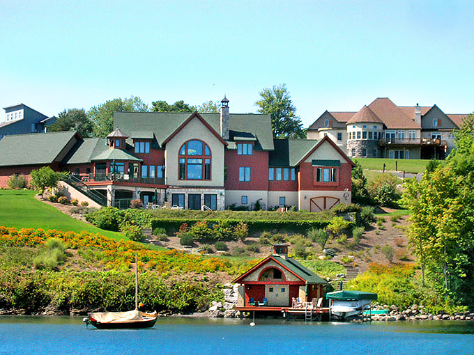 Lakeside living reaches its pinnacle here, where boathouses aren't just structures but declarations that you've officially escaped the rat race.
