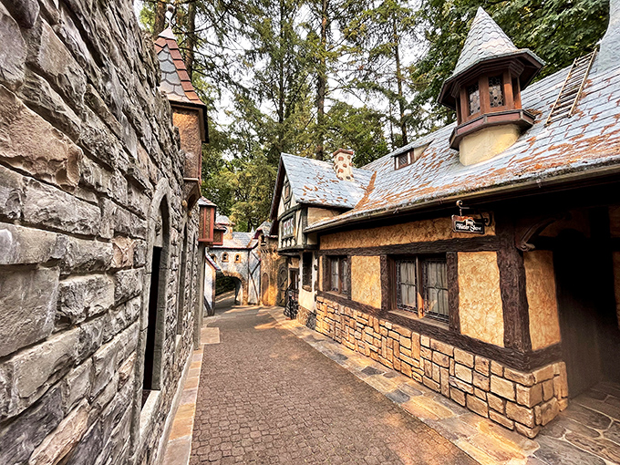 Step into a storybook as you wander through the English Village's cobblestone streets. Medieval magic meets Pacific Northwest charm in this immersive fantasy world. 