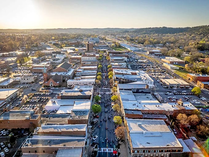 Gadsden's downtown stretches toward the horizon, a perfect grid of possibility where every storefront might hold your next favorite find.